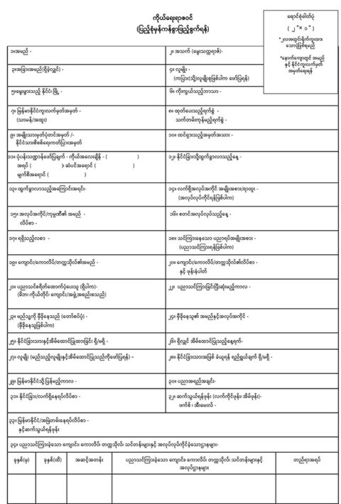 Renewal of Passport | Embassy of the Republic of the Union of Myanmar, Rome